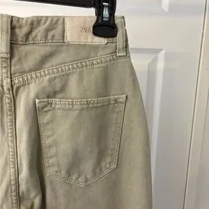 Zara | Jeans | Zara High Rise Olive Green Mom Jeans Ankle Length Size 2 ...